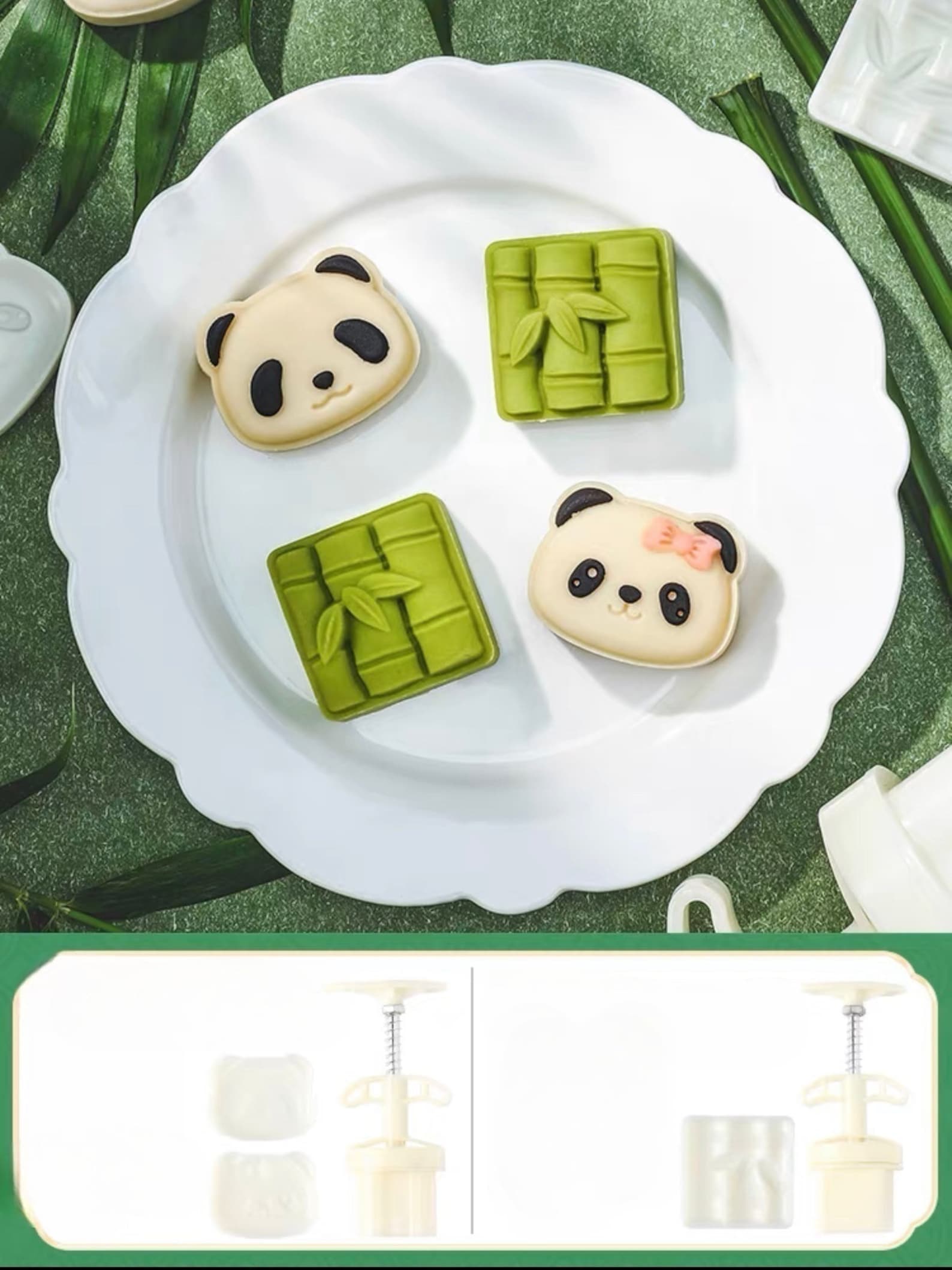 Panda Bamboo Mooncake Mold Cookie Stamp Mung Bean Cake Mold Chinese ...