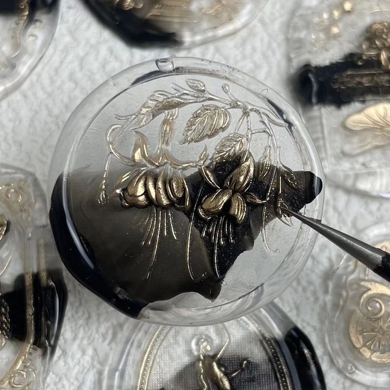 30pcs Wax Seal Stickers in Gold and Black, Wax Stickers Wedding, 3D Wax ...