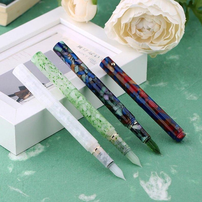 Resin Glass Dip Pen Set – Jade, Pearl, Mosaic, Confetti Styles ...