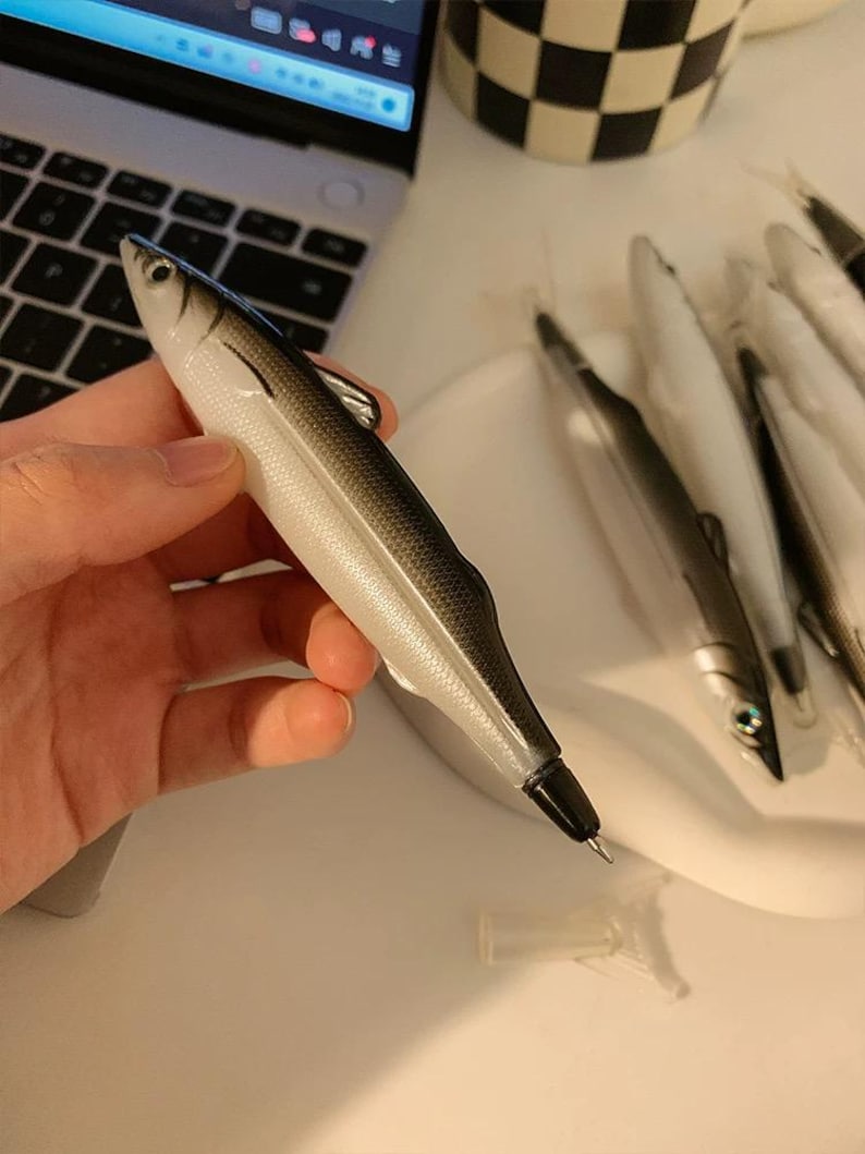 Whimsical Sardine Ballpoint Pens - Set of 5, Black Ink, Refillable, 0 ...