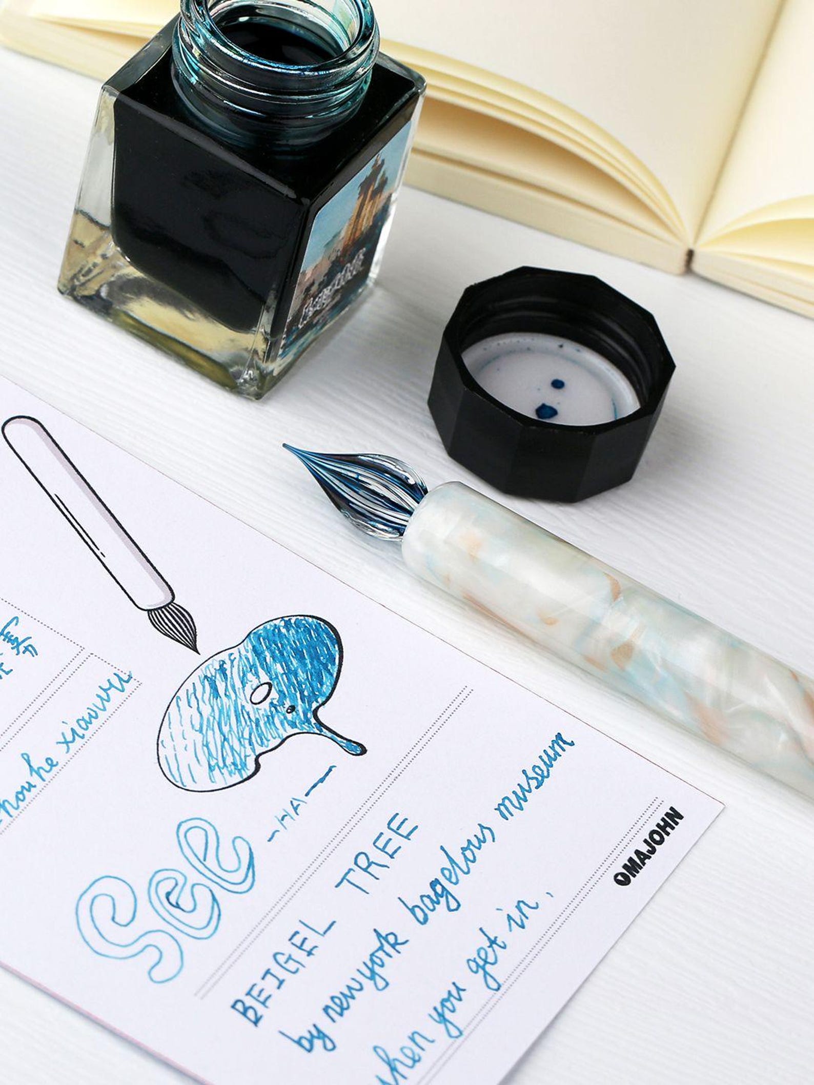 Glass Dip Pen Ink Set – 8 Color Options, Handmade Calligraphy Pen With ...