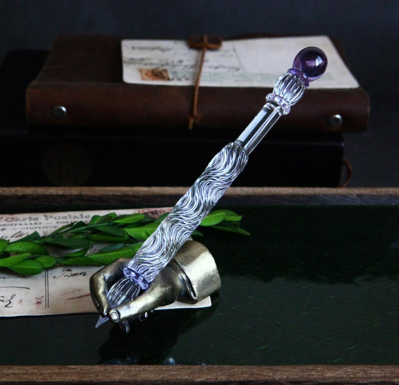 Mystic Glass Dip Pen, Handblown Crystal Calligraphy Pen With Orb End ...
