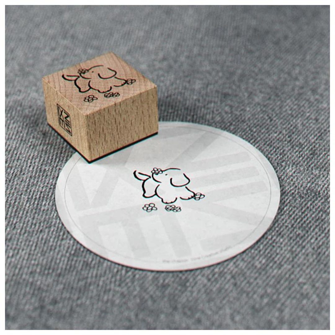 Cute Puppy and Petals Ex Libris Stamp, Wooden Handle Book Stamp, Dog ...
