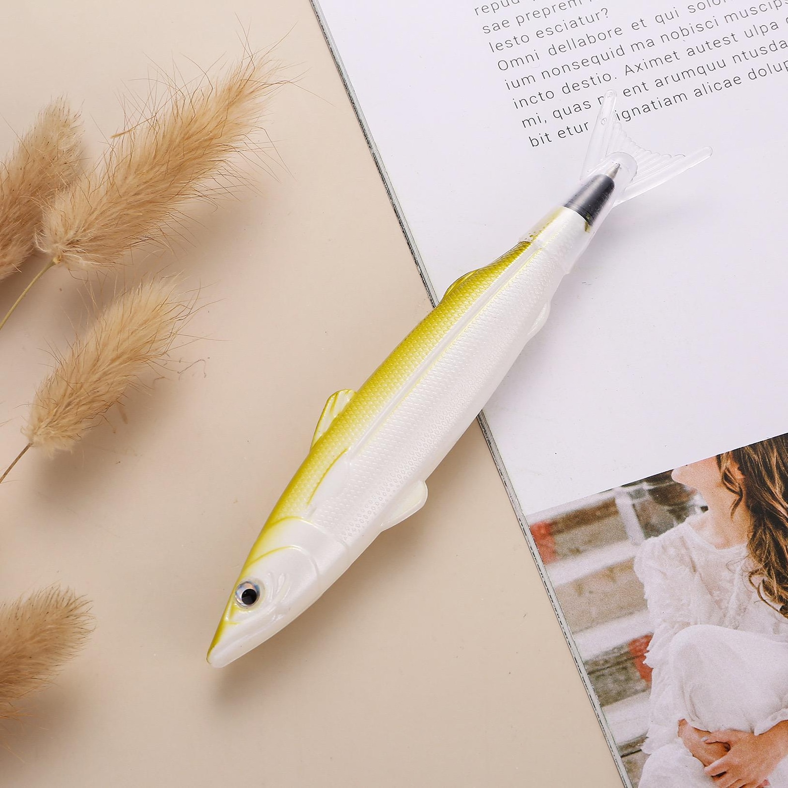 Whimsical Sardine Ballpoint Pens - Set of 5, Black Ink, Refillable, 0 ...