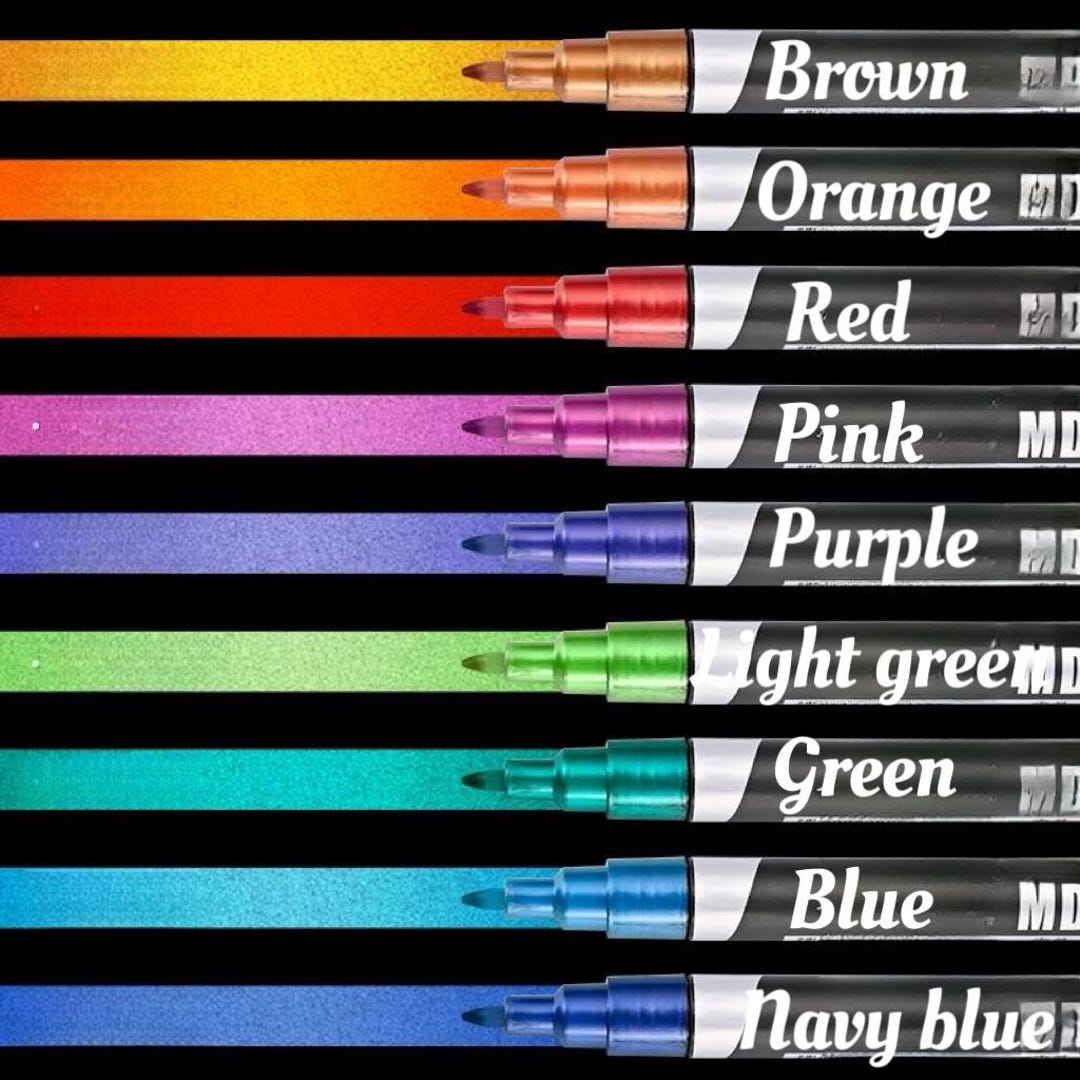 9 Colors Metallic Marker Pens, EX Chrome Paint Markers for Models and ...