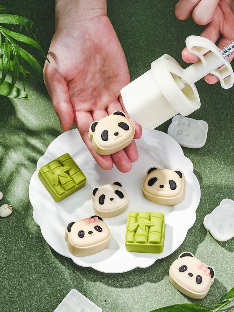 Panda Bamboo Mooncake Mold Cookie Stamp Mung Bean Cake Mold Chinese ...