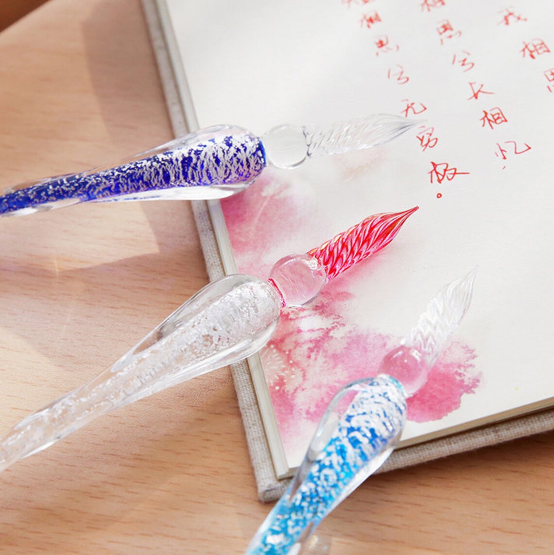 Elegant Glass Dip Pen Set With Ink Well - Colorful Calligraphy Writing ...