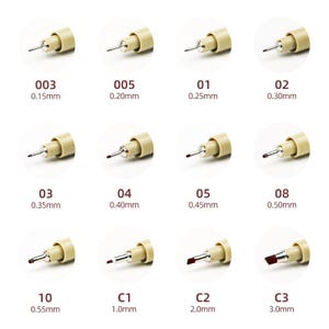 Set of 12 Brown Waterproof Fineliner Drawing Pens, Art Sketch Inking ...