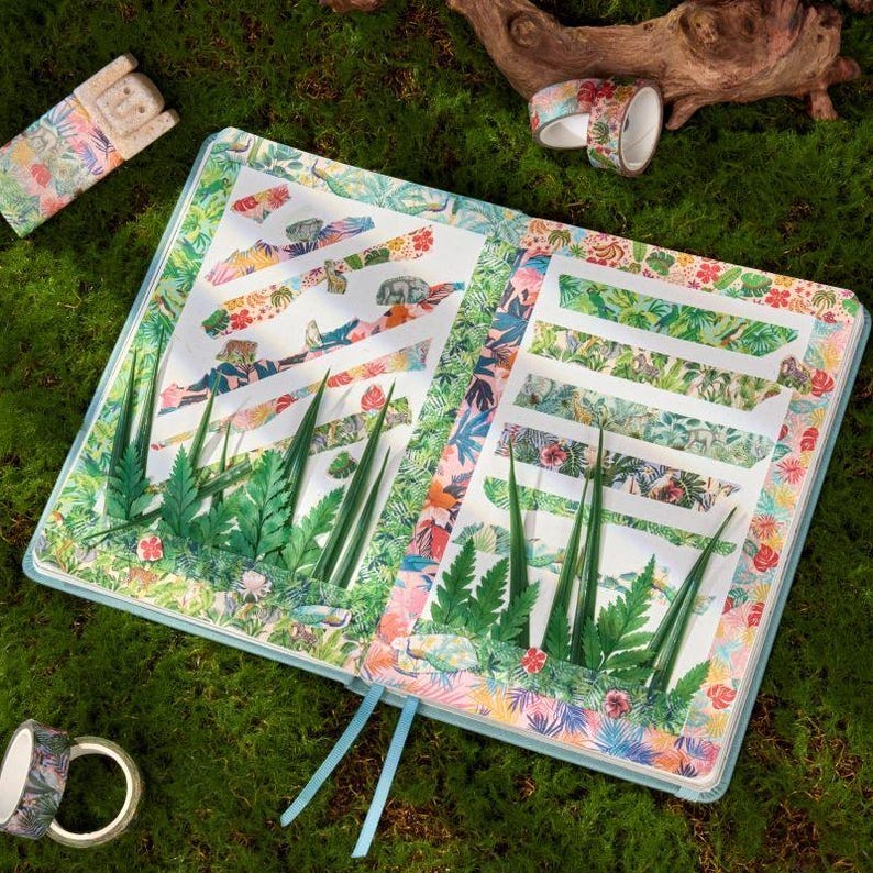 10 Rolls Tropical Jungle Animal Floral Washi Tape Set, Decorative ...