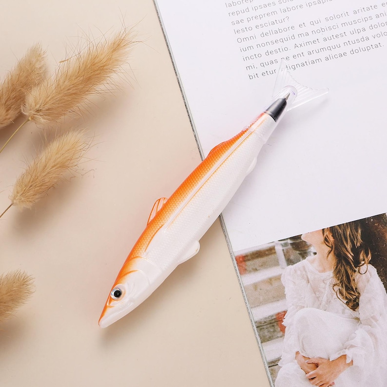 Whimsical Sardine Ballpoint Pens - Set of 5, Black Ink, Refillable, 0 ...