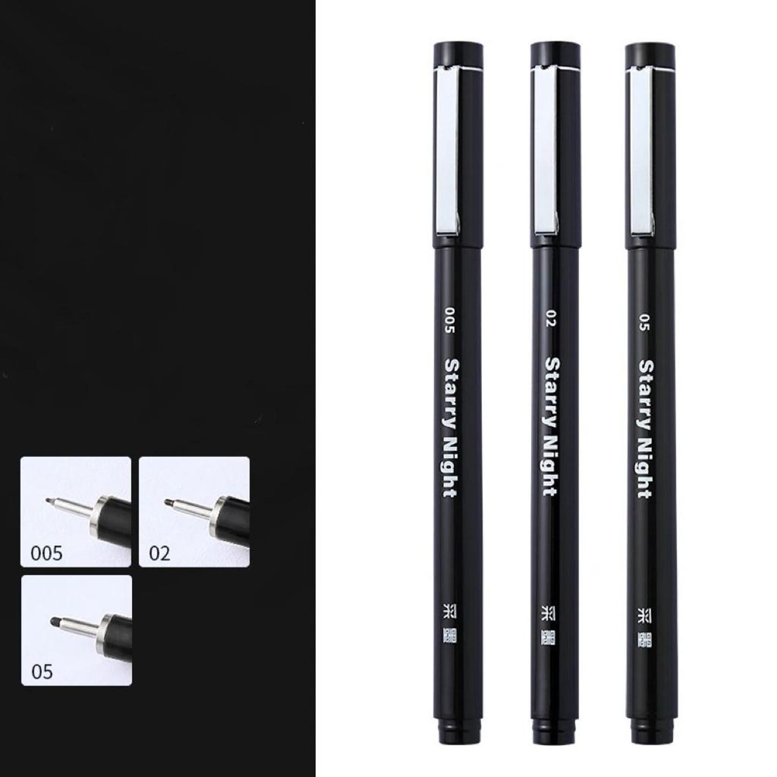 Set of 3 Brown/black Waterproof Fineliner Drawing Pens, Art Sketch ...