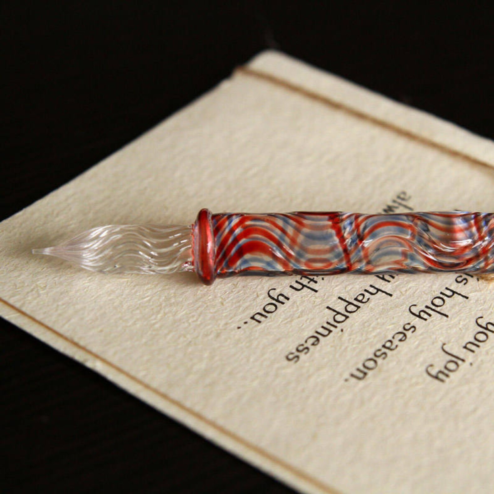 Elegant Handmade crystal glass blue red wave Dip pen Retro | Etsy