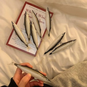 Whimsical Sardine Ballpoint Pens - Set of 5, Black Ink, Refillable, 0 ...