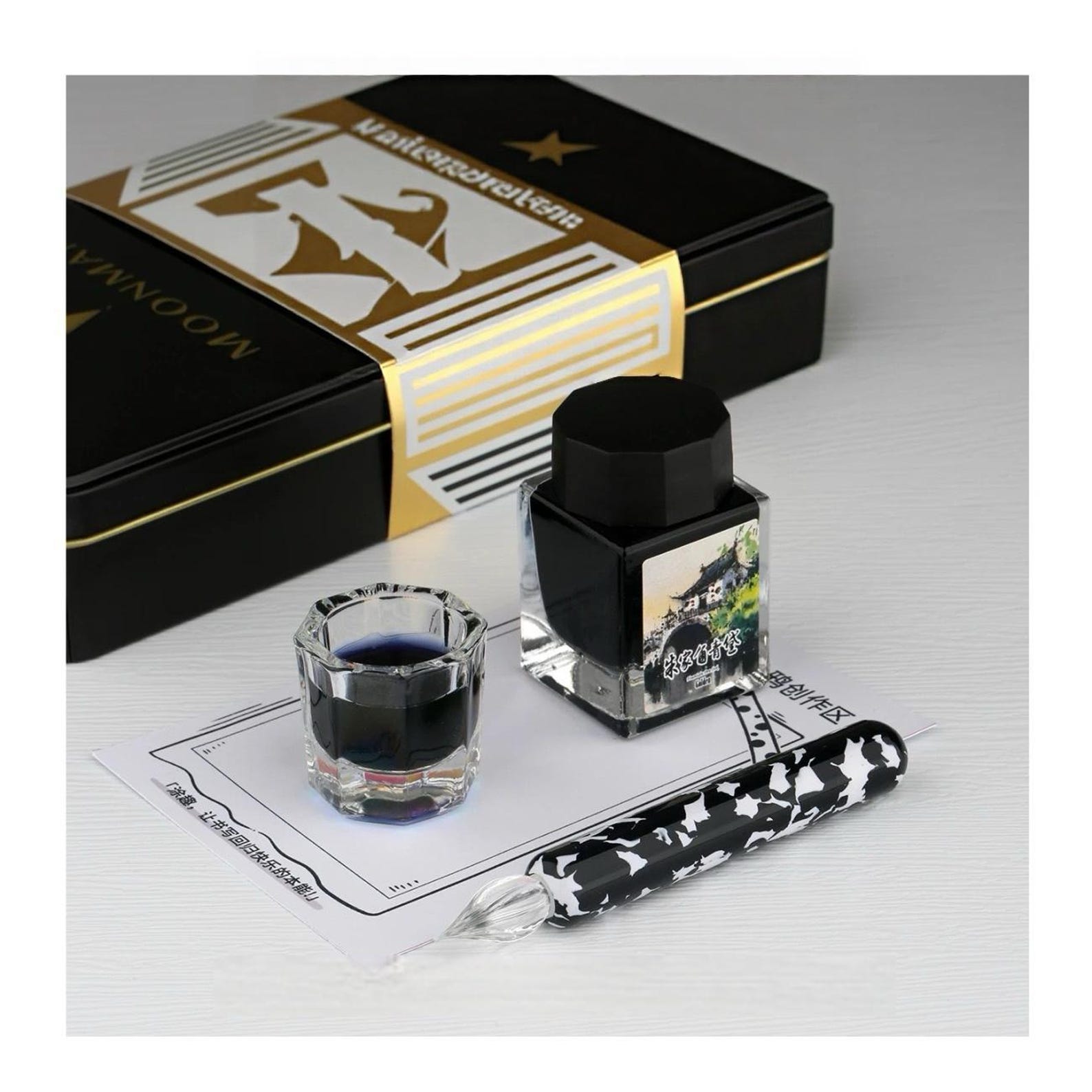 Glass Dip Pen Ink Set – 8 Color Options, Handmade Calligraphy Pen With ...