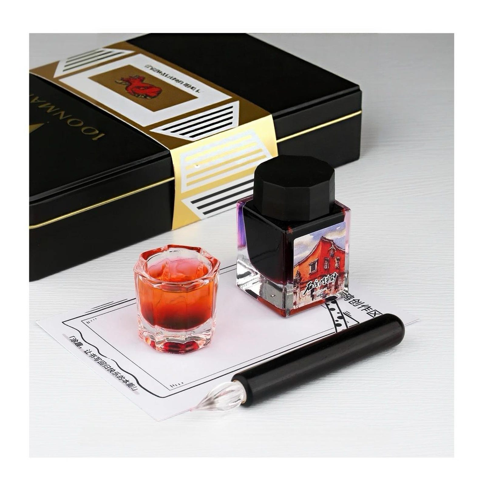 Glass Dip Pen Ink Set – 8 Color Options, Handmade Calligraphy Pen With ...