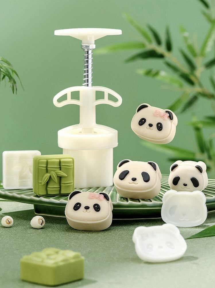 Panda Bamboo Mooncake Mold Cookie Stamp Mung Bean Cake Mold Chinese ...
