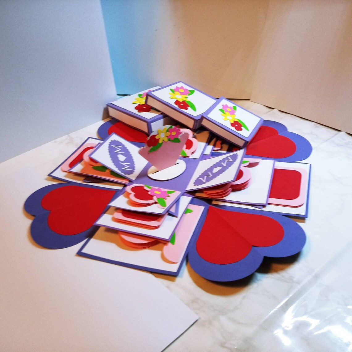 Exploding Box Svg Mother's Day Flowers and Pockets - Etsy