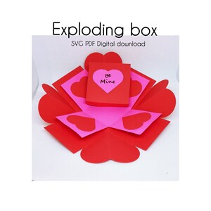 Exploding Box SVG, PDF, Heart Box, Explosion Box Pop up Card. Love ...