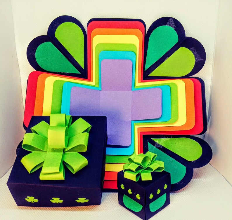 SVG Exploding Box Shamrock Rainbow St. Patrick's - Etsy