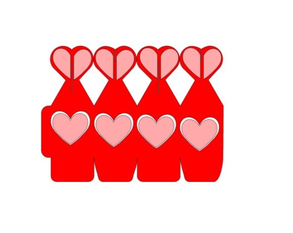 Double Heart. Heart Box Template. Heart Closure Gable Box SVG. Gift Box ...