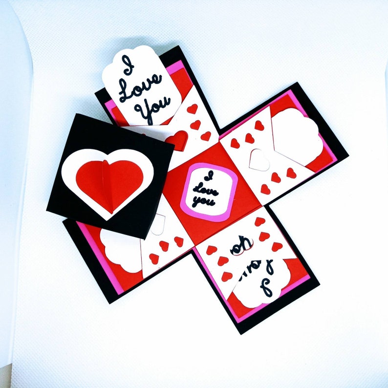 Exploding Box Svg. Explosion Pop up Card. Love Hearts Lace. | Etsy Canada