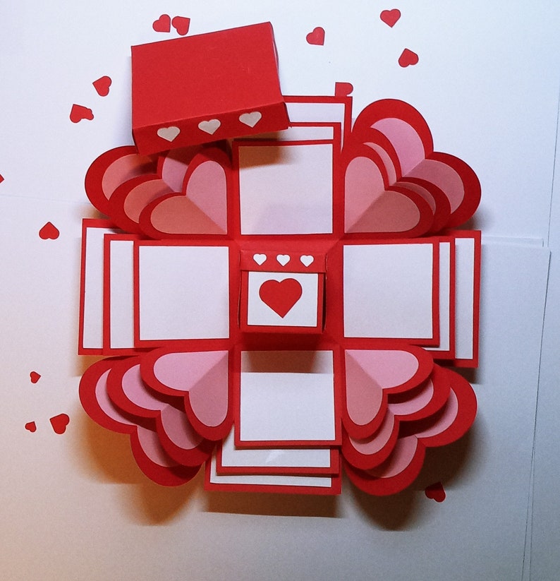 Exploding Box Svg Triple Heart Box With Three Layer Explosion | Etsy