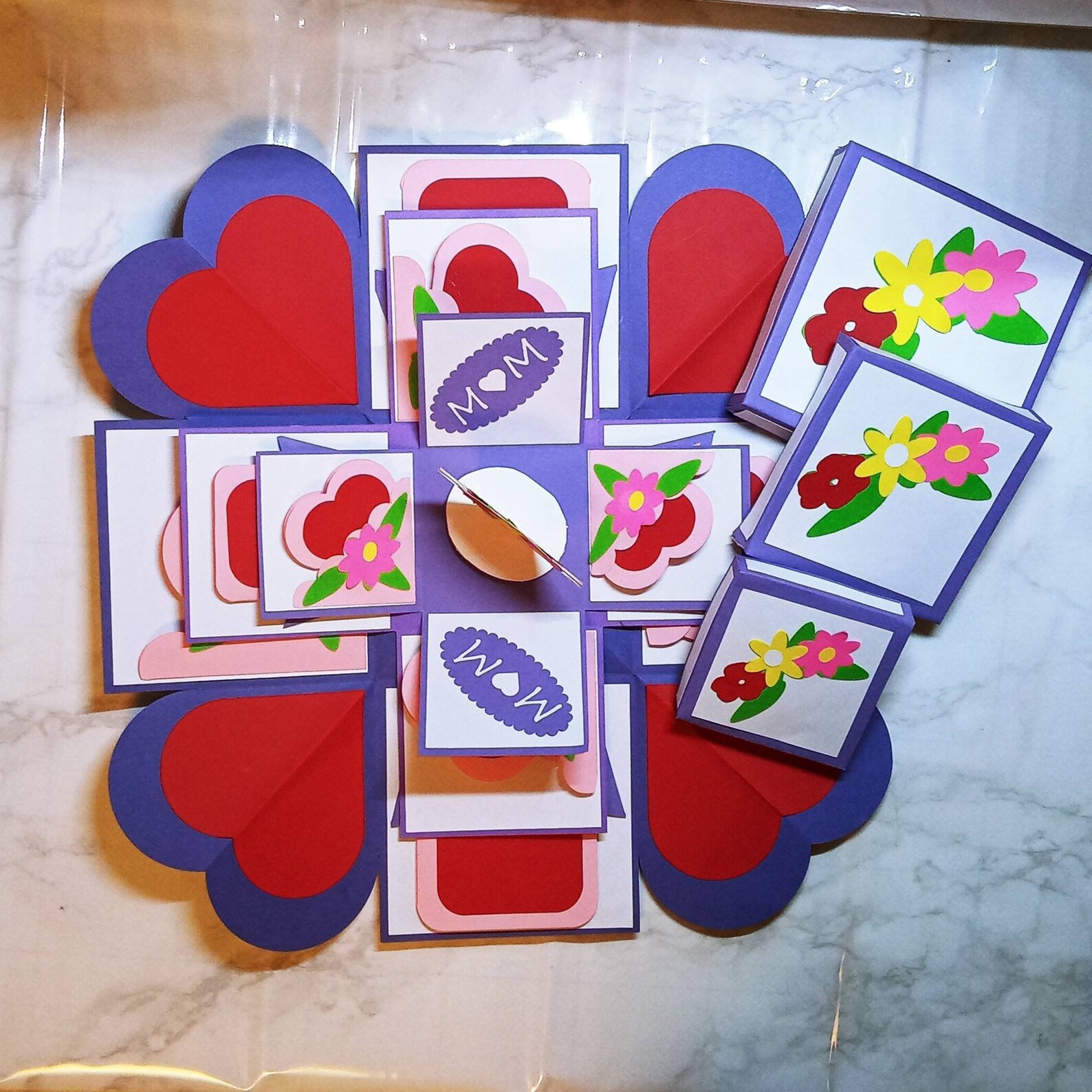 Exploding Box Svg Mother's Day Flowers and Pockets - Etsy