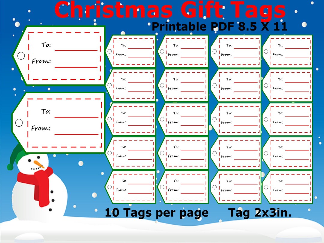 Editable Christmas Gift Tags Template, Printable Labels, Holiday ...