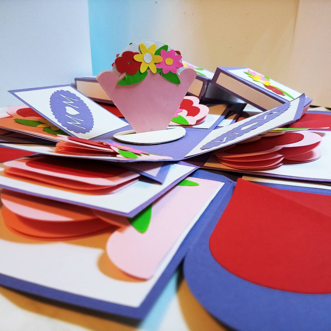 Exploding Box Svg Mother's Day Flowers and Pockets - Etsy