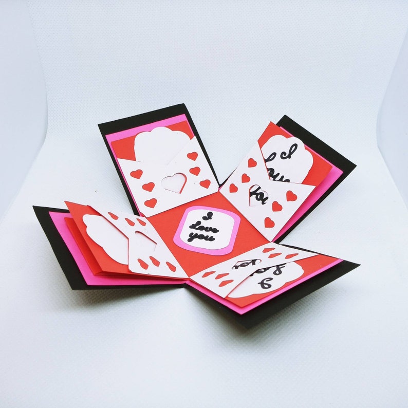 Exploding Box Svg. Explosion Pop up Card. Love Hearts Lace. | Etsy