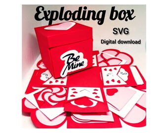 SVG Exploding Box Explosion Heart Cardvalentine's Day | Etsy