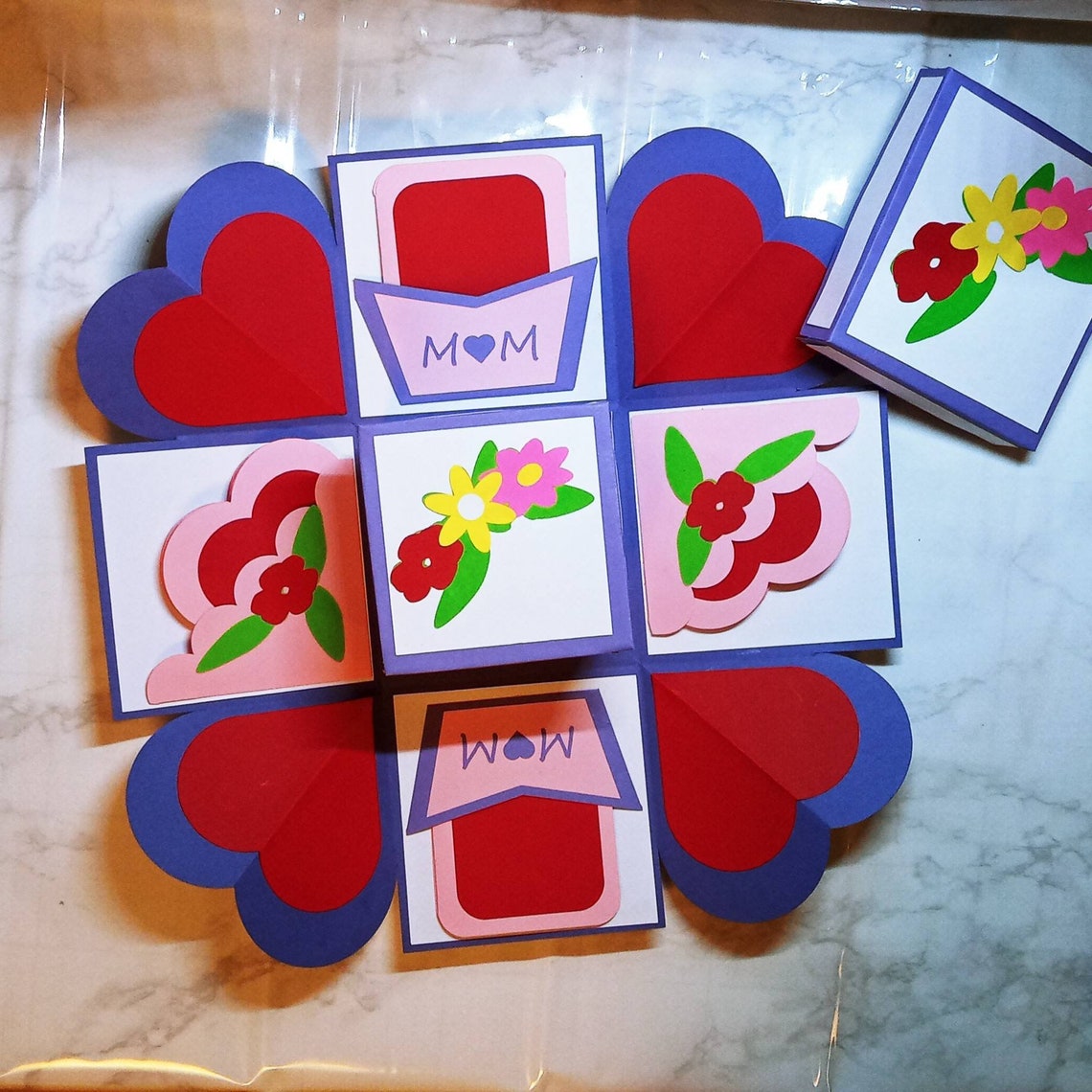 Exploding Box Svg Mother's Day Flowers and Pockets - Etsy
