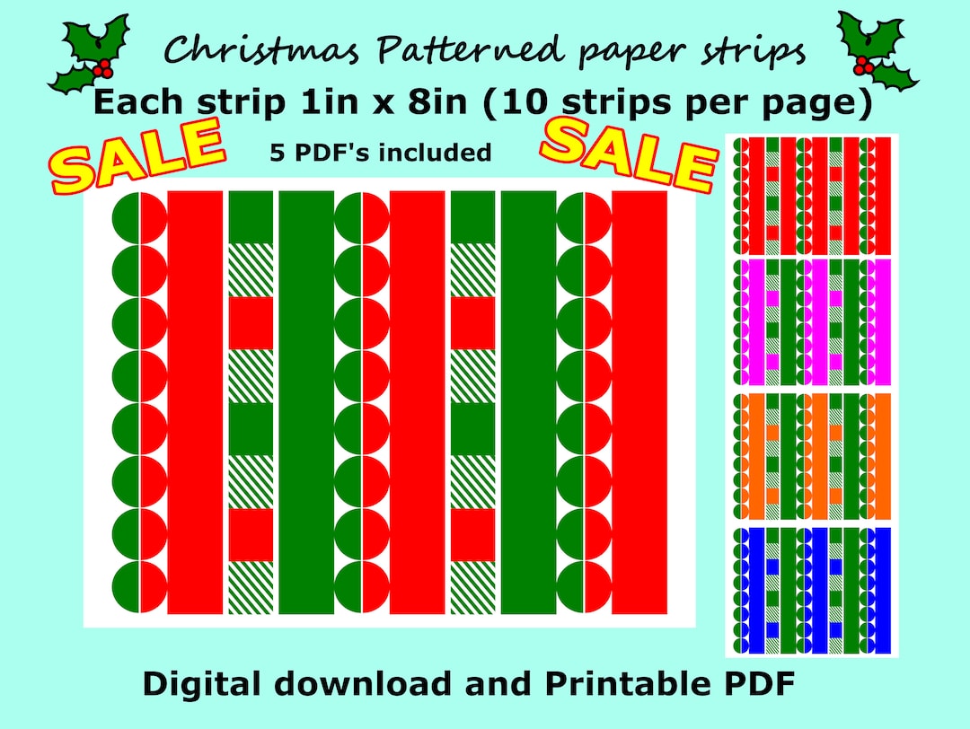 Christmas Patterned Paper Chain Garland, Holiday Paper - Etsy