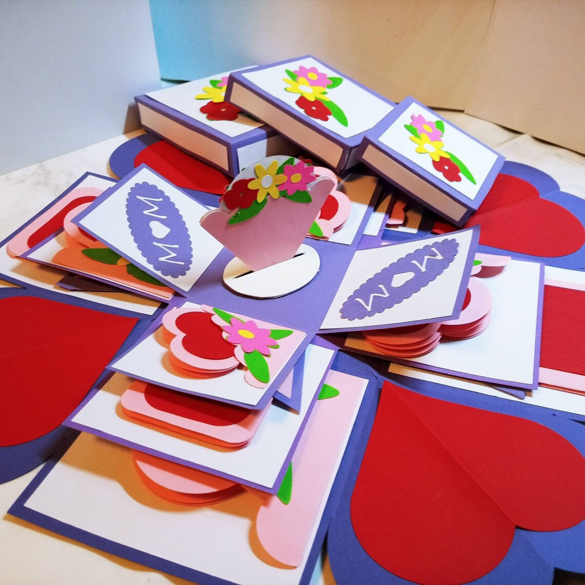 Exploding Box Svg Mother's Day Flowers and Pockets - Etsy