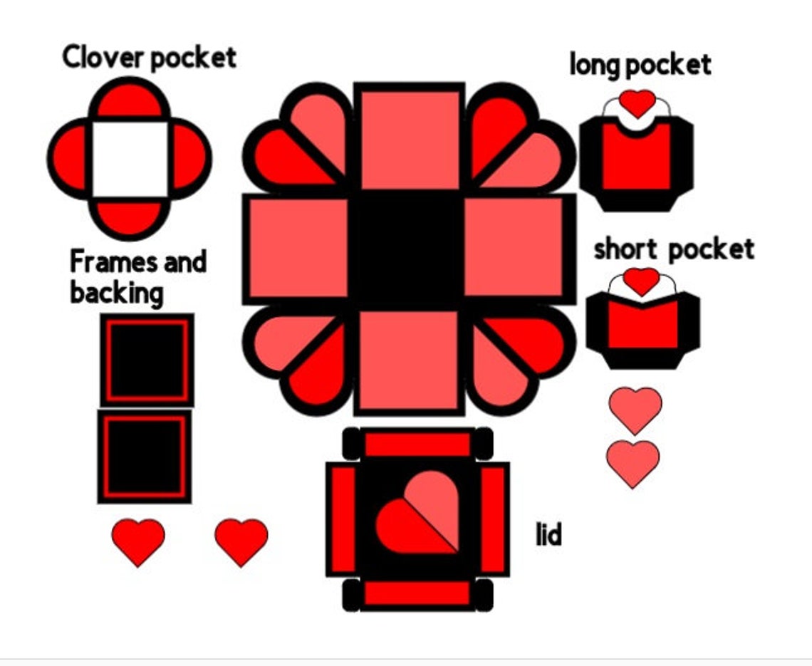 Exploding Box Svg 4 Layer Split Heart With Frames and Pockets - Etsy