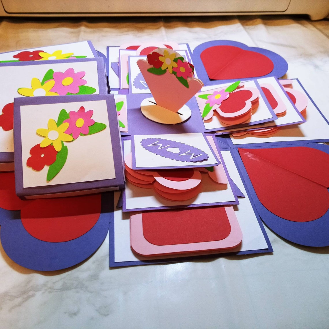 Exploding Box Svg Mother's Day Flowers and Pockets - Etsy