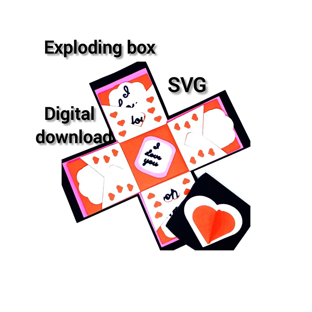 Exploding Box Svg. Explosion Pop up Card. Love Hearts Lace. Valentine ...