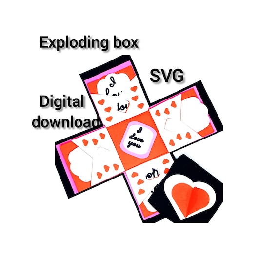 Exploding Box Svg. Explosion Pop up Card. Love Hearts Lace. | Etsy Canada