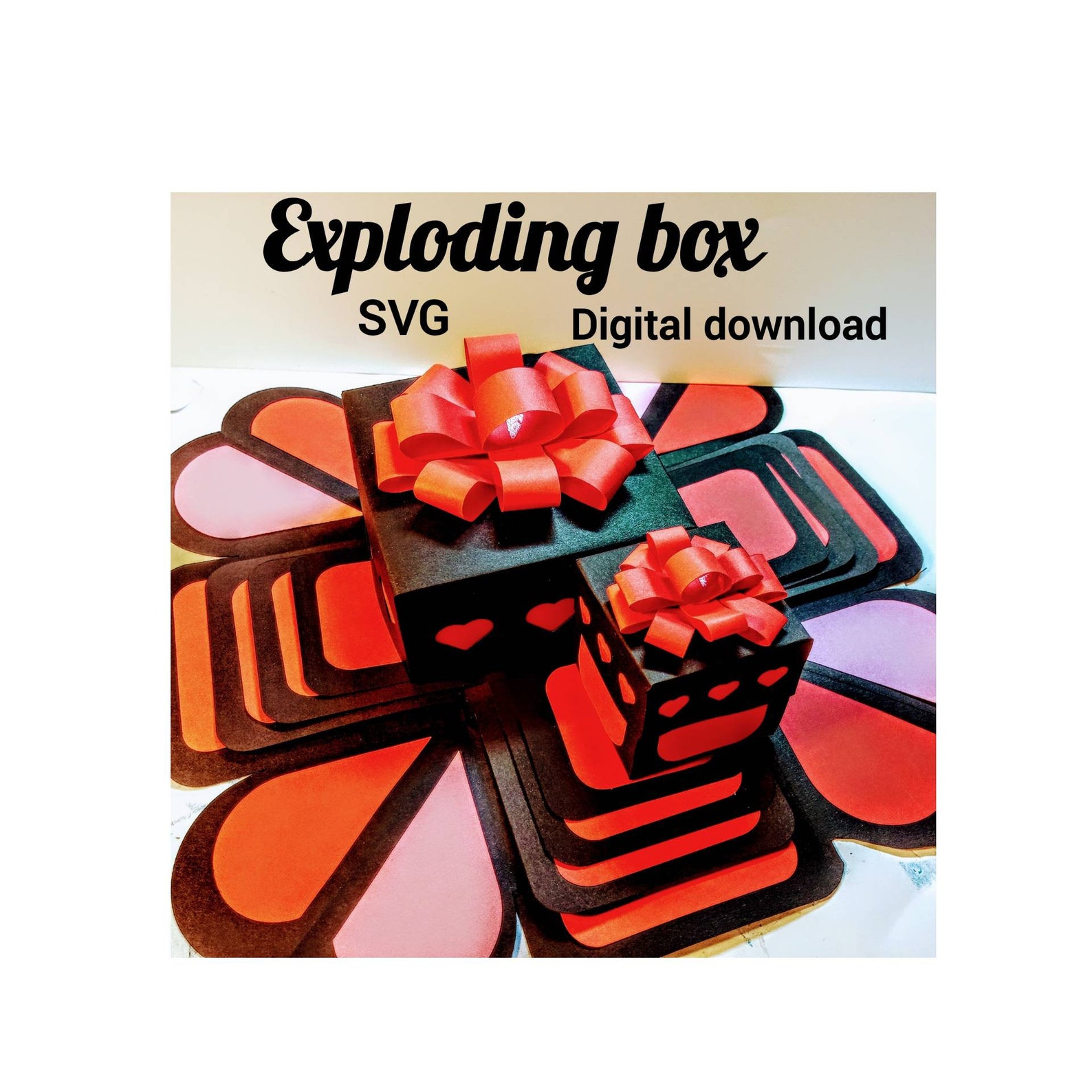 SVG Exploding Box Explosion Heart Card Valentine's Day | Etsy Canada