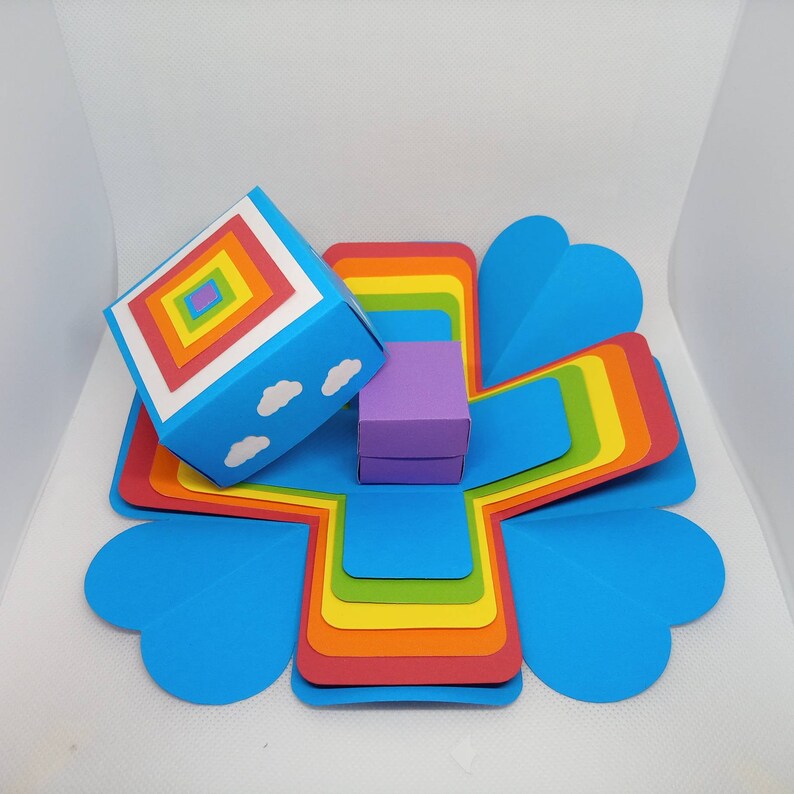 Exploding Box SVG Explosion Heart Rainbow Layered Explosion - Etsy