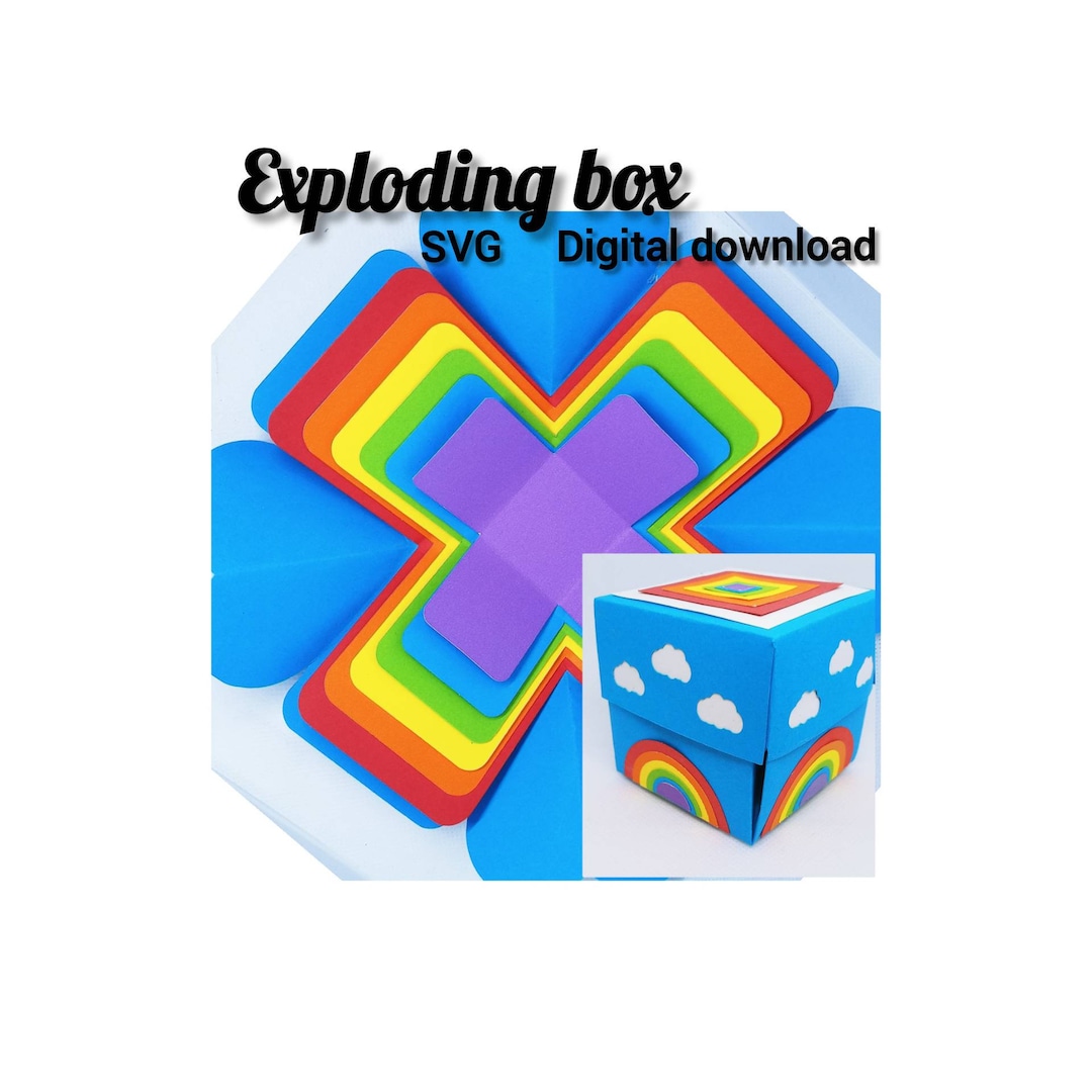 Exploding Box SVG, Explosion Heart, Rainbow Layered, Explosion Box Svg ...