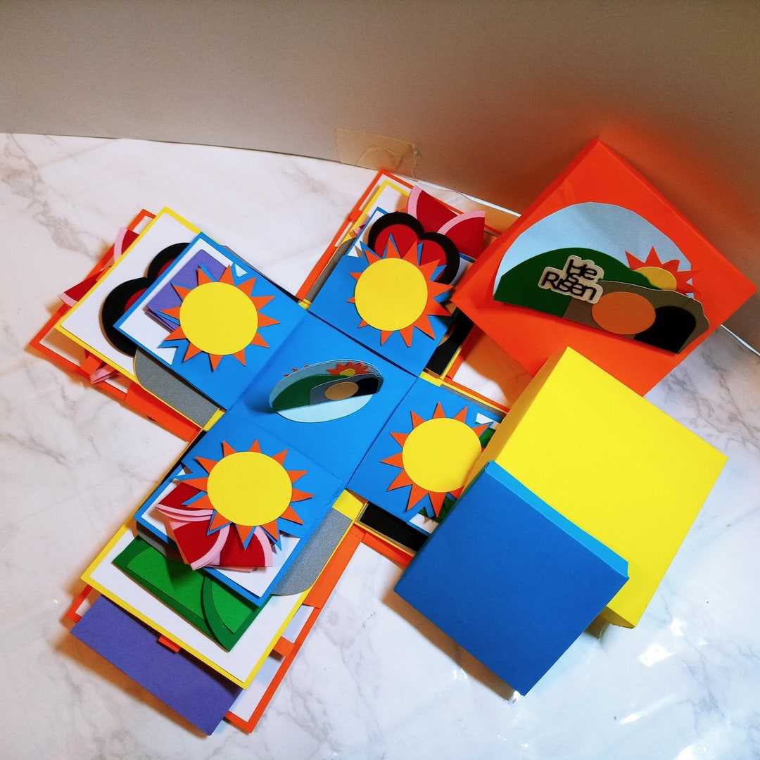 Exploding Box SVG, 3 Layer, Easter Design, He is Risen, 12 Pockets and Scrapbook Cards - Etsy