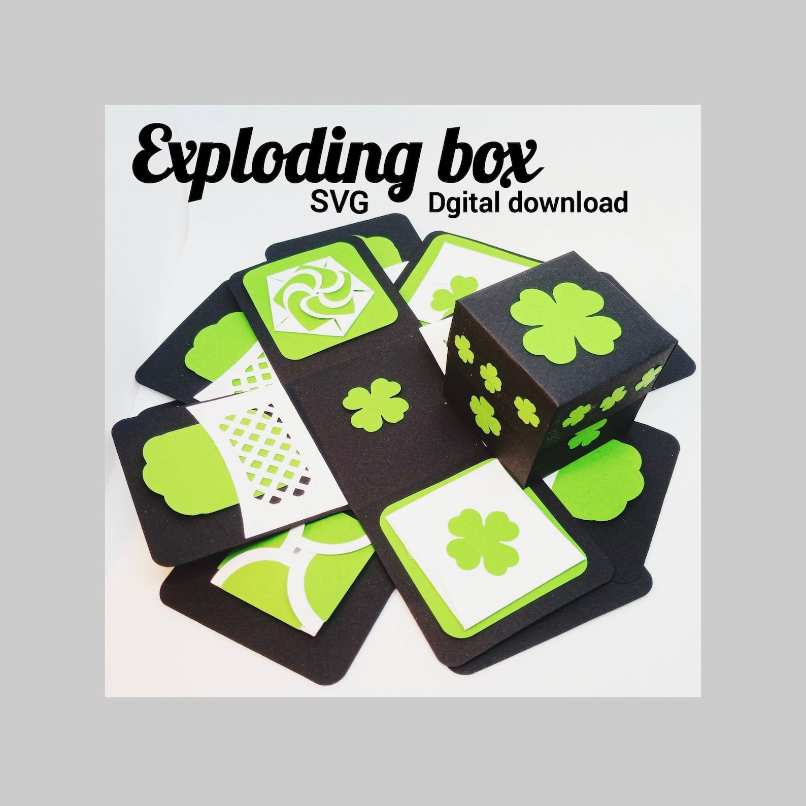 Exploding Box SVG, Shamrock Box, St. Patty's Day Gift, St. Patrick's ...
