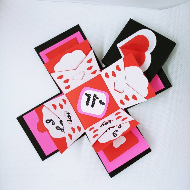 Exploding Box Svg. Explosion Pop up Card. Love Hearts Lace. | Etsy Canada