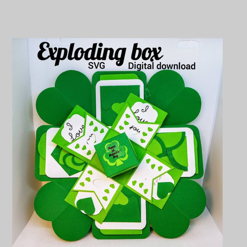 SVG exploding box explosion heart card St. Patrick's | Etsy
