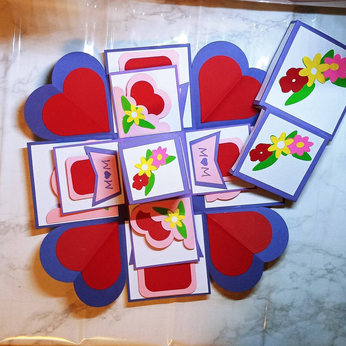 Exploding Box Svg Mother's Day Flowers and Pockets - Etsy