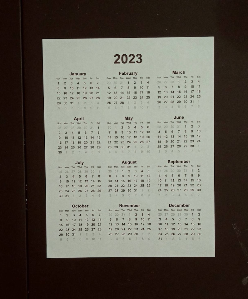 2023 Mini Calendar Scrapbook Printable Basic Calendar Desk - Etsy