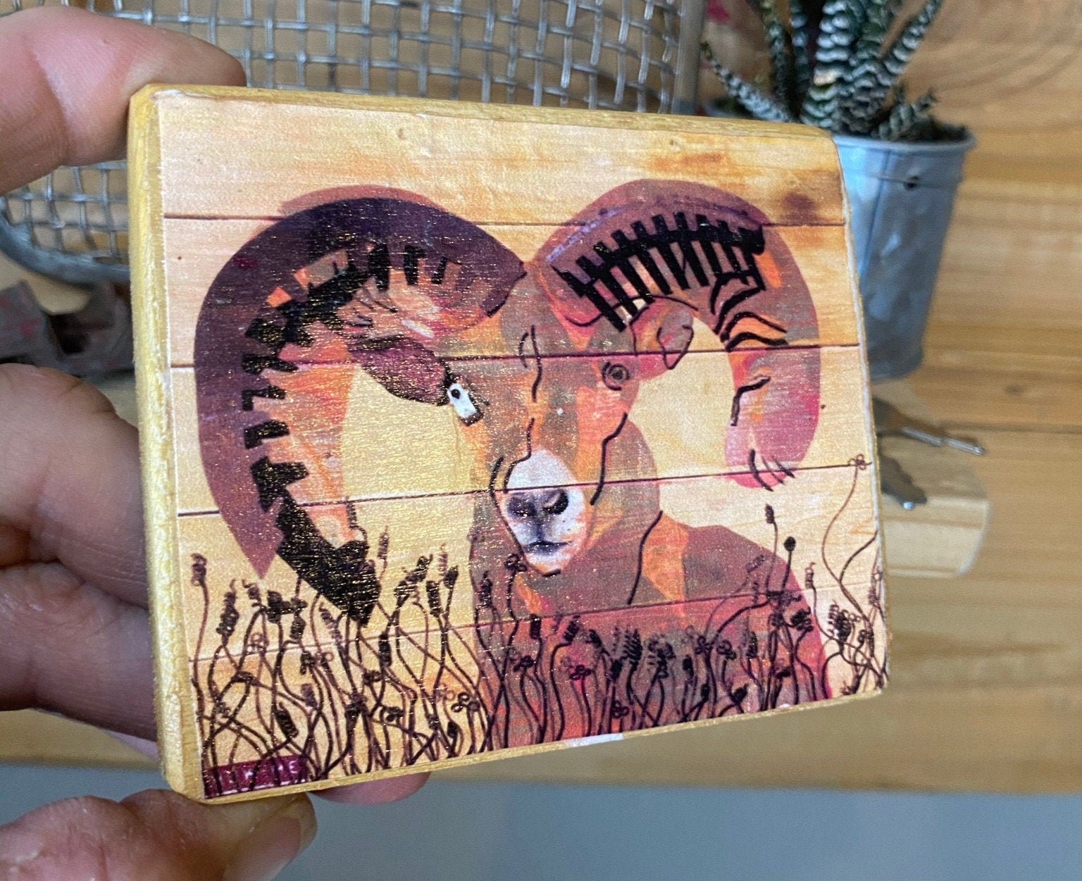 Colorado Ram, Big Sheep Art on Small Wood Canvas - Etsy
