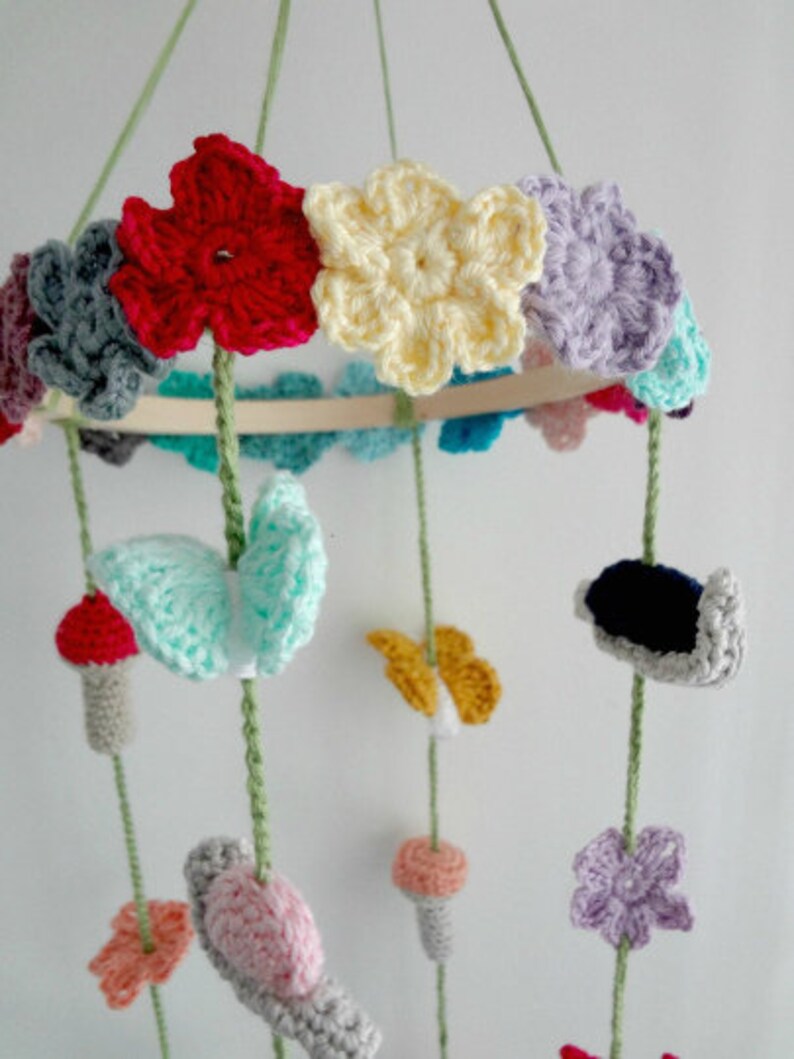 Crochet Mobile Pattern: Crochet Flower, Crochet Snails, Crochet ...