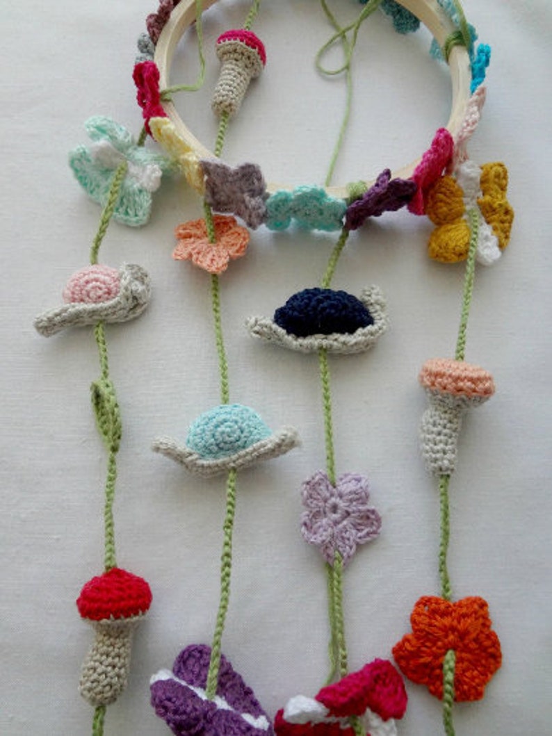 Crochet Mobile Pattern: Crochet Flower, Crochet Snails, Crochet ...
